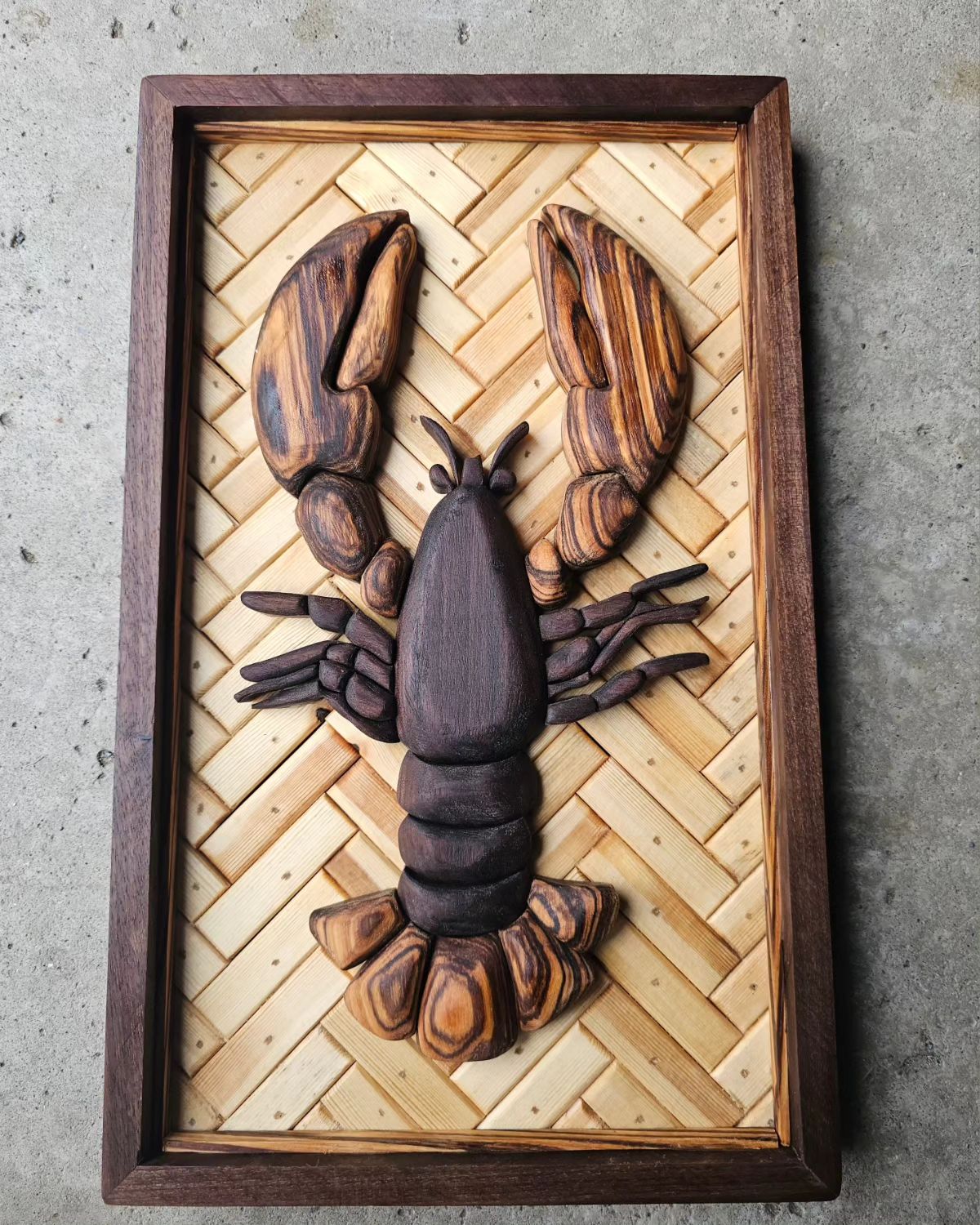 Wooden Lobster Intarsia | Coastal-Inspired Handmade Wall Art – Willow ...